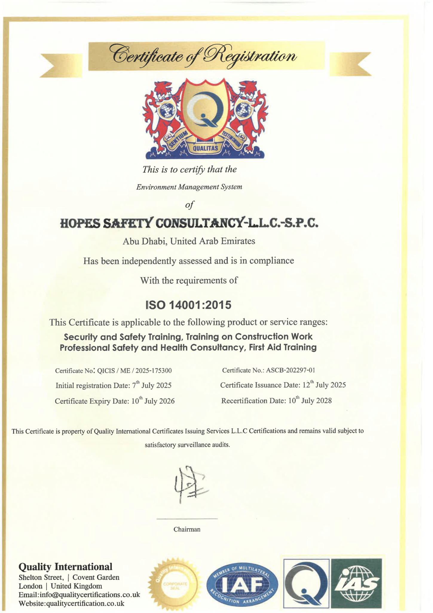 IOSH Level 6 Diploma in Occupational Safety and Health | UAE